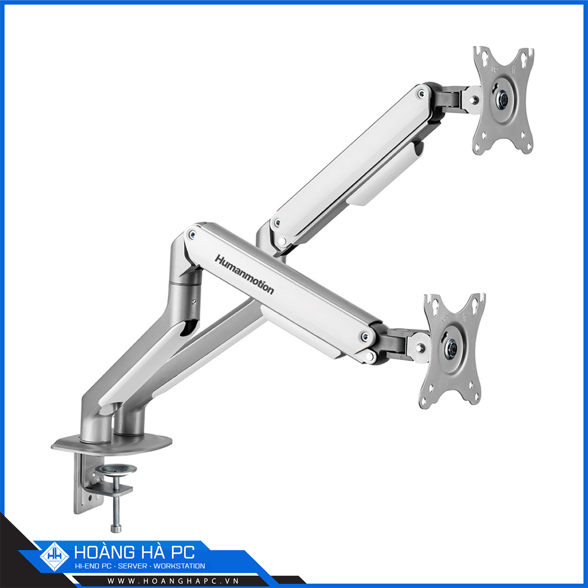 Giá đỡ 2 màn hình Human Motion T6 Pro Dual (17-32 inch) - Trắng Bạc