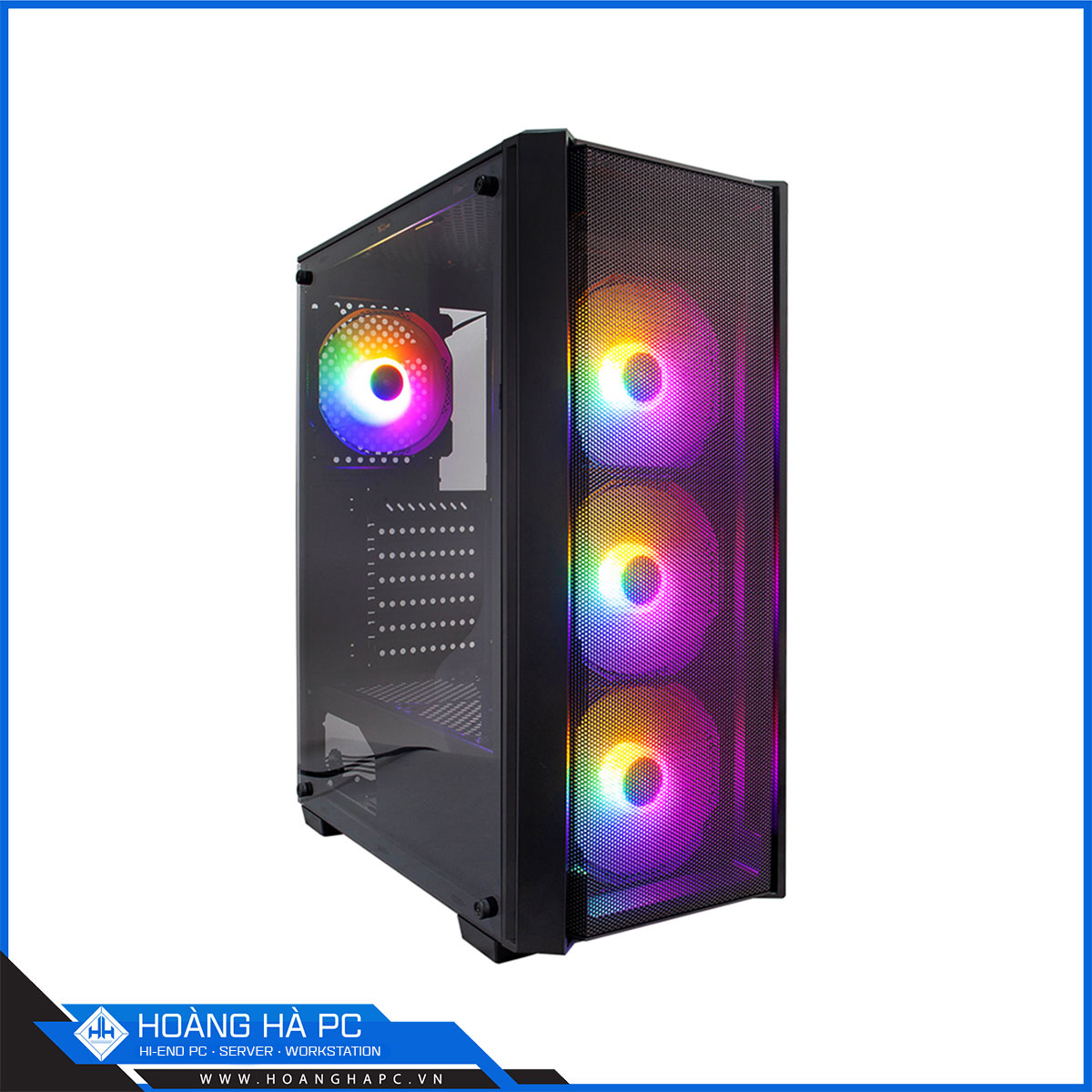 Vỏ Case 1STPLAYER V4 (Mid Tower/Màu Đen) - 4 FAN LED