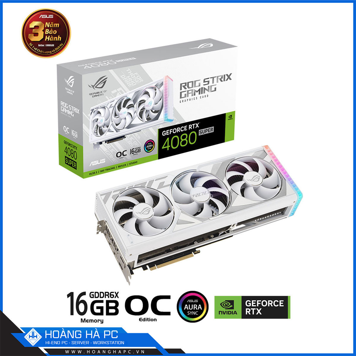 VGA ASUS ROG Strix RTX 4080 Super OC White 16GB GDDR6X