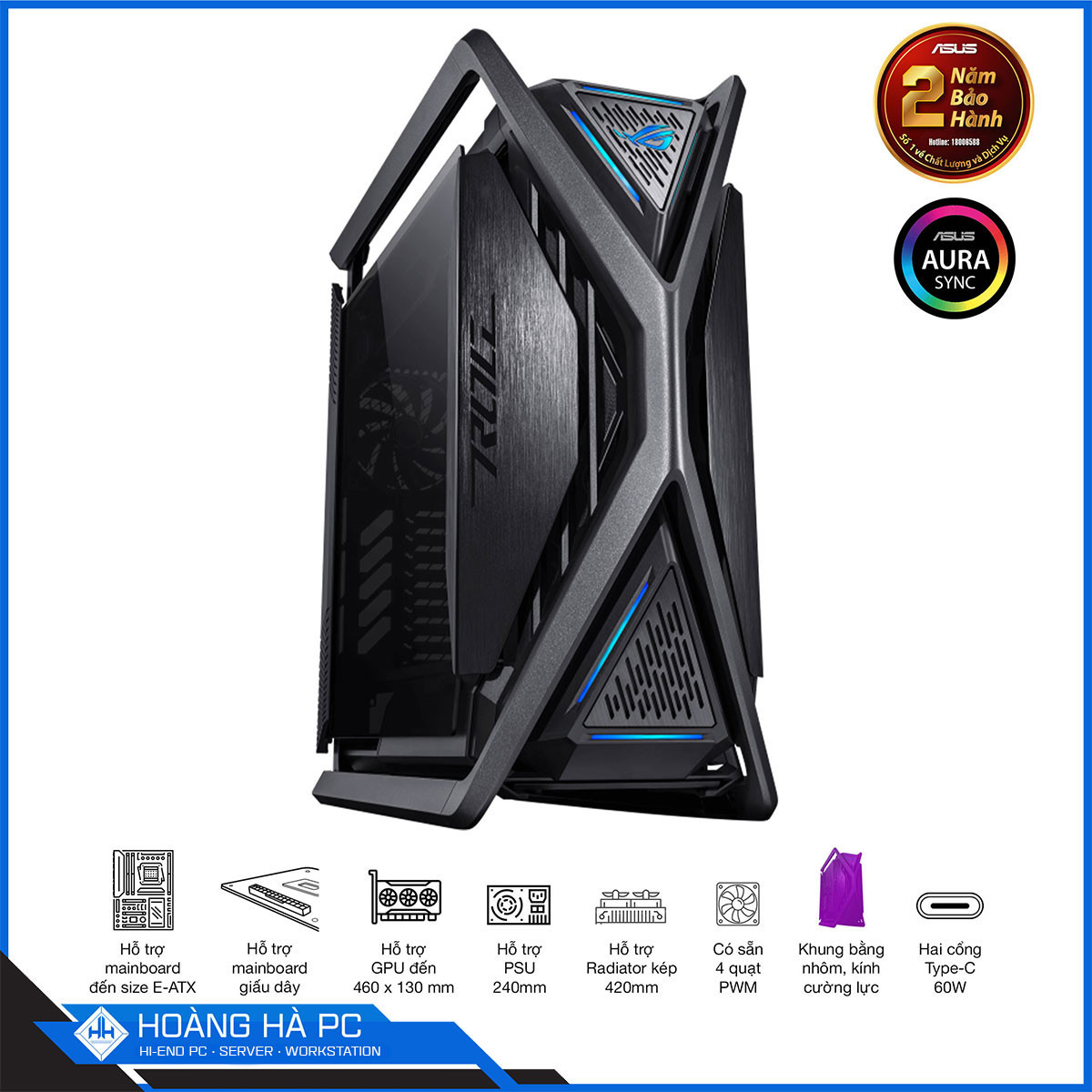 Vỏ Case ASUS ROG Hyperion GR701 BTF Edition (Mid Tower/ Màu Đen)