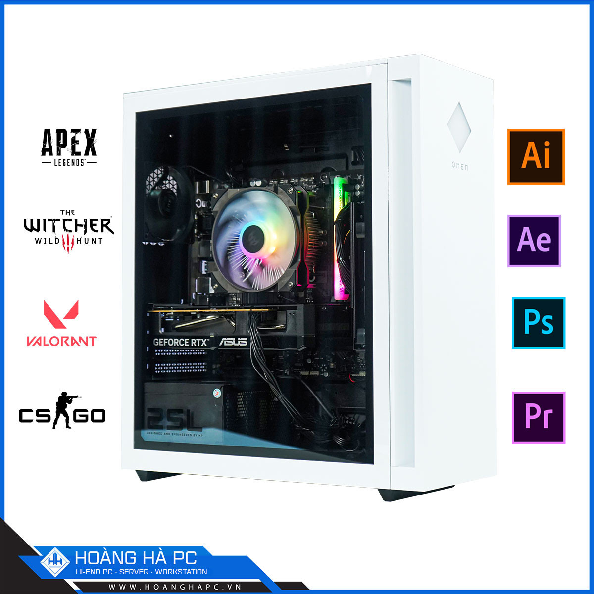 HHPC OMEN WHITE i5 13400F | 32G | 1TB SSD | RTX 3050 6G | 600W