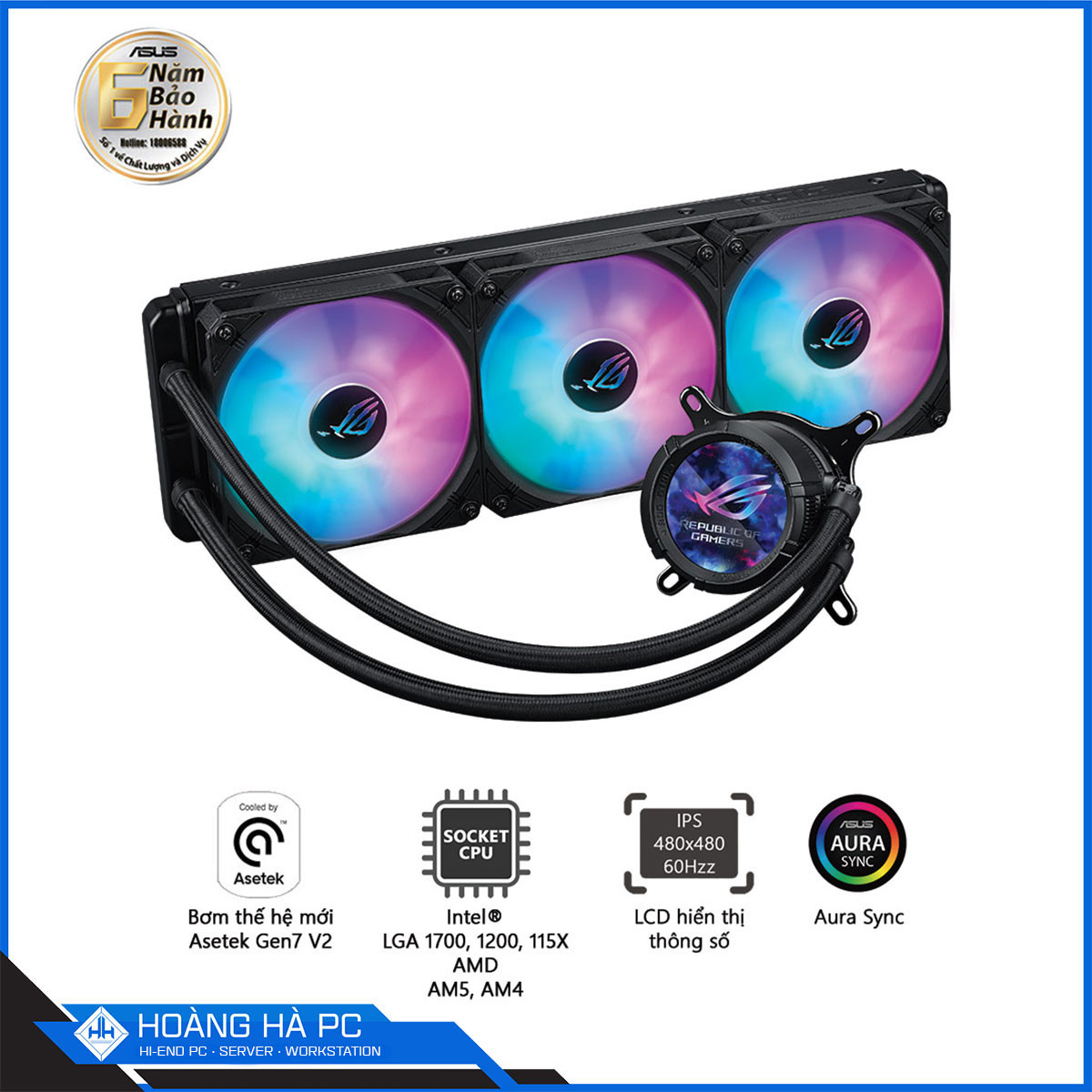 Tản nhiệt nước CPU ASUS ROG STRIX LC III 360 ARGB LCD Black