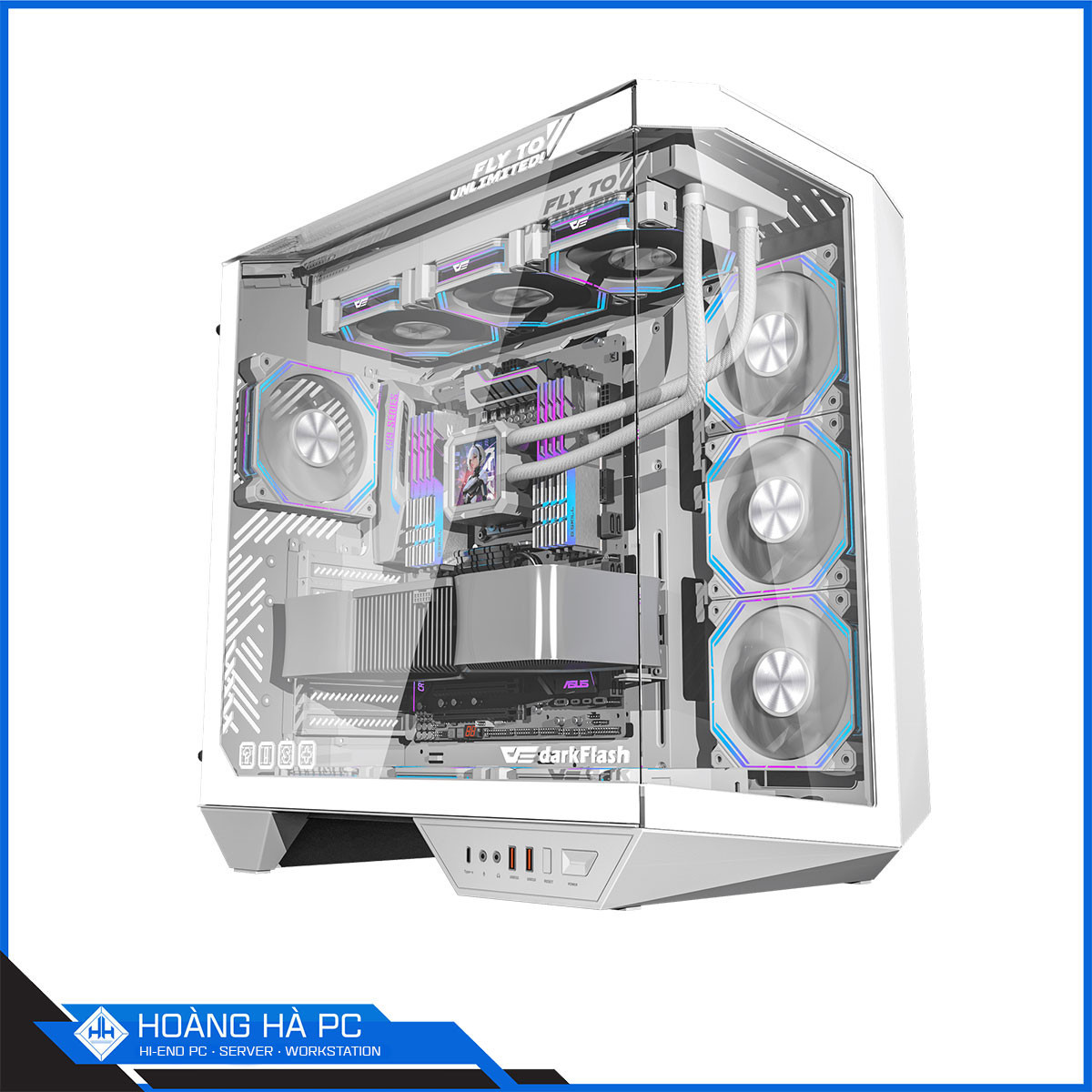 Vỏ case DarkFlash DY470 White (Mid Tower/ Màu Trắng)